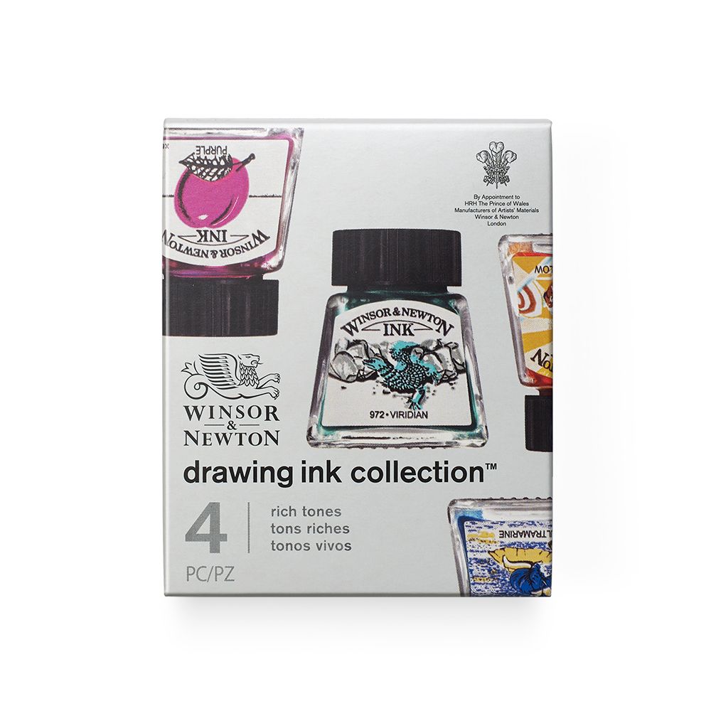 Winsor & Newton Drawing Ink Set of 4 Rich Tones | Bromleys Art Supplies