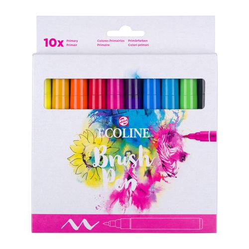 Ecoline Brush Pens - Set of 10 Primary Colours | Bromleys Art Supplies