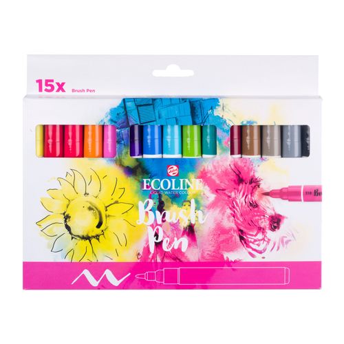 Ecoline Brush Pens - Set of 15 colours | Bromleys Art Supplies