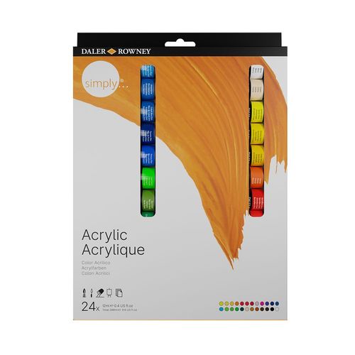 Daler Rowney Simply Acrylic Paint Set 24 x 12ml | Bromleys Art Supplies