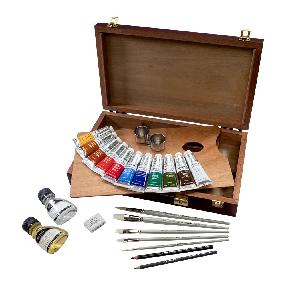 Winsor & Newton Rivington Winton Oil Paint Wooden Box Set | Bromleys ...