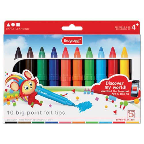 Bruynzeel Big Point Felt Tips Set of 10 | Bromleys Art Supplies
