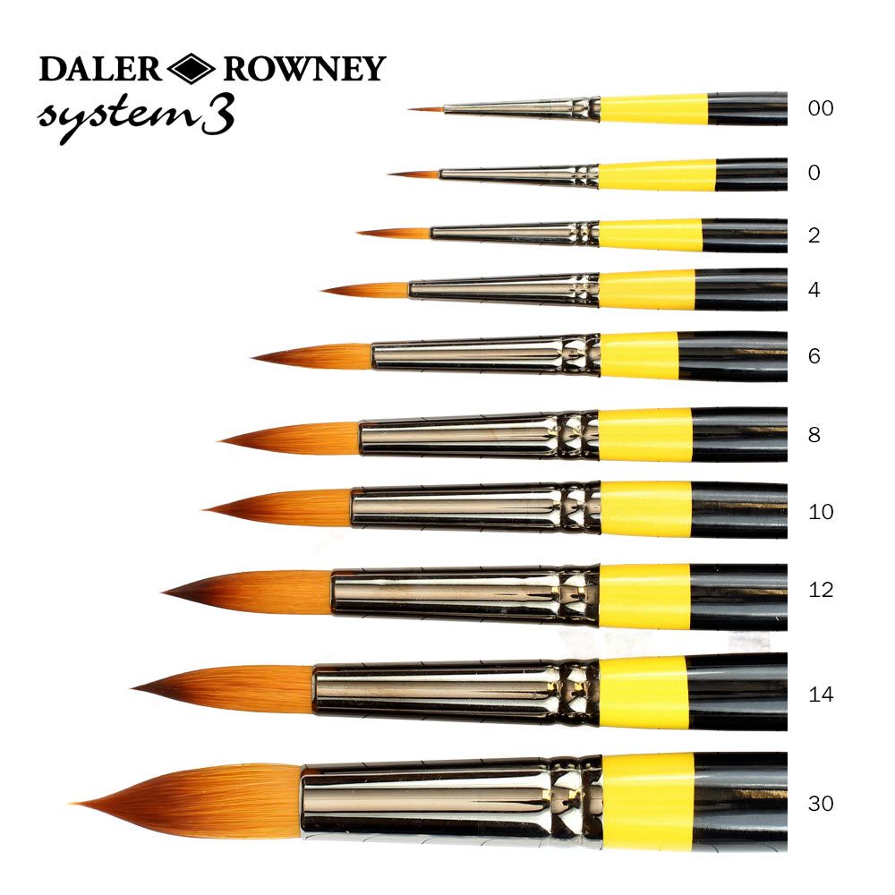 Daler Rowney System 3 Acrylic Brushes SY85 Round | Bromleys Art Supplies
