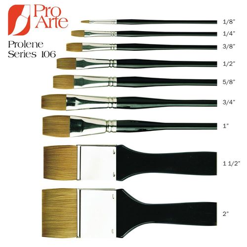 Pro Arte Prolene Series 106 Flat One Stroke Brush | Bromleys Art Supplies
