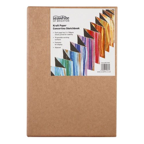 Seawhite Kraft Paper Concertina Sketchbook with Case | Bromleys Art ...